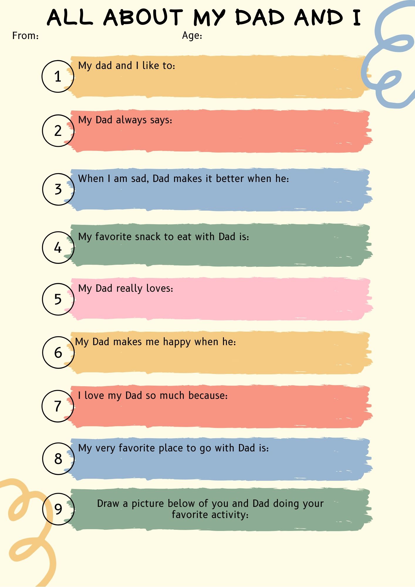 Father's Day Questionnaire Printable - Handmade Farmhouse