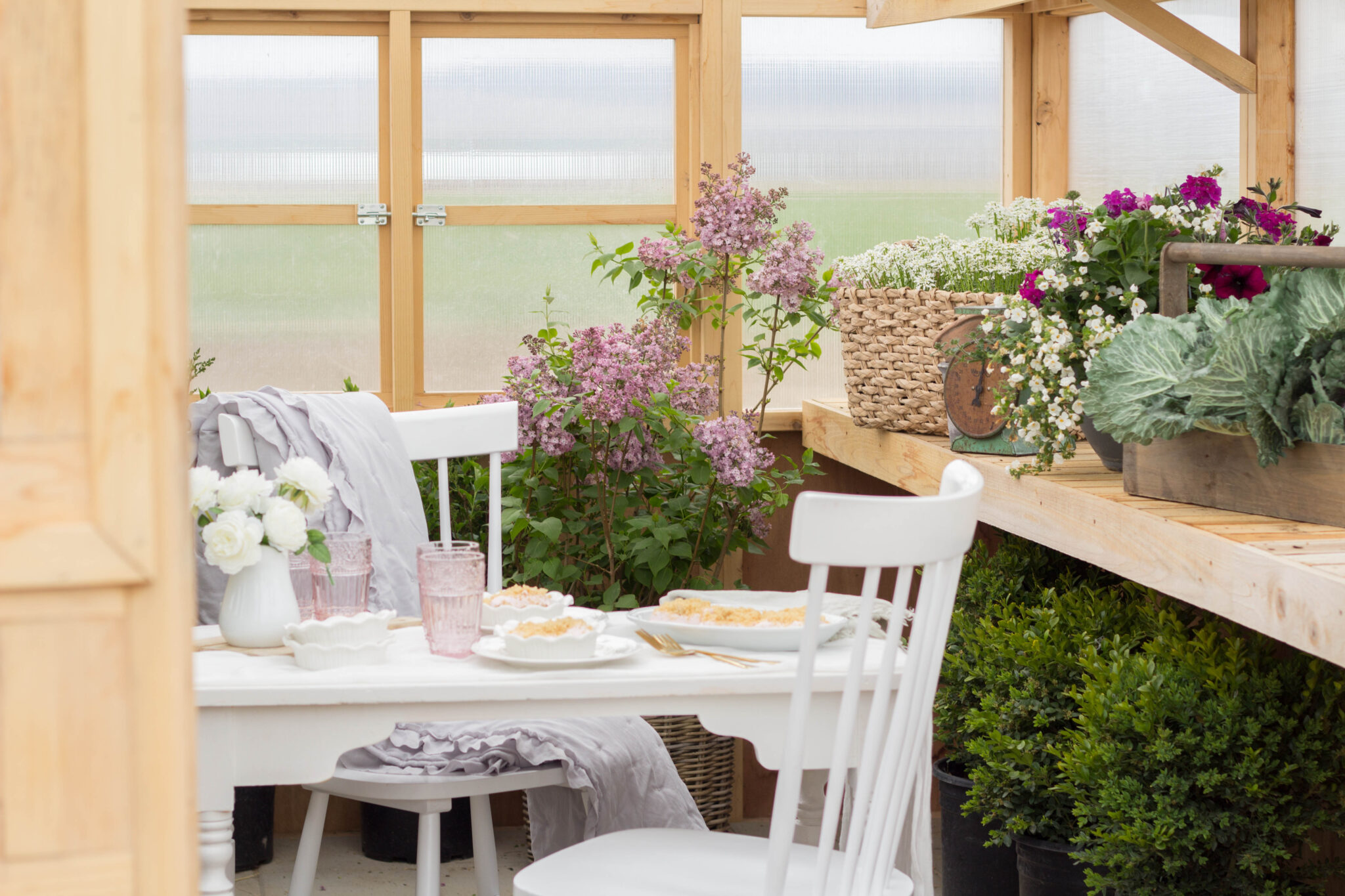 Spring Picnic in the Greenhouse - Handmade Farmhouse