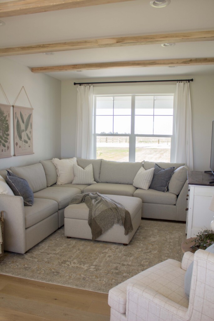 Adding Rustic Faux Beams in the Living Room - Handmade Farmhouse