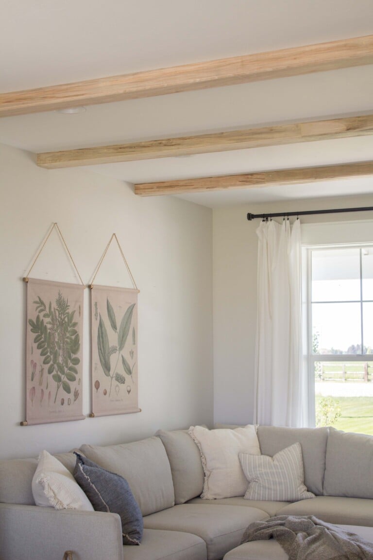 Adding Rustic Faux Beams in the Living Room - Handmade Farmhouse