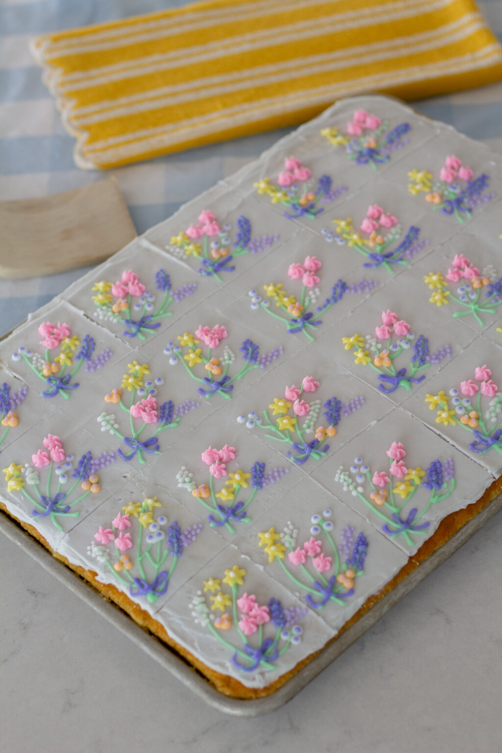 Easy Lemon Buttercream Floral Sheet Cake - Handmade Farmhouse