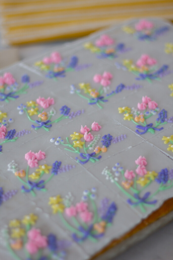 Easy Lemon Buttercream Floral Sheet Cake - Handmade Farmhouse