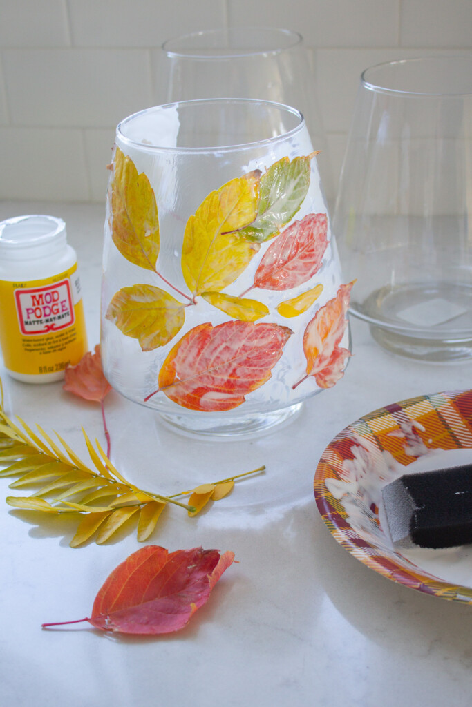 DIY Fall Pressed Leaf Lantern - Handmade Farmhouse