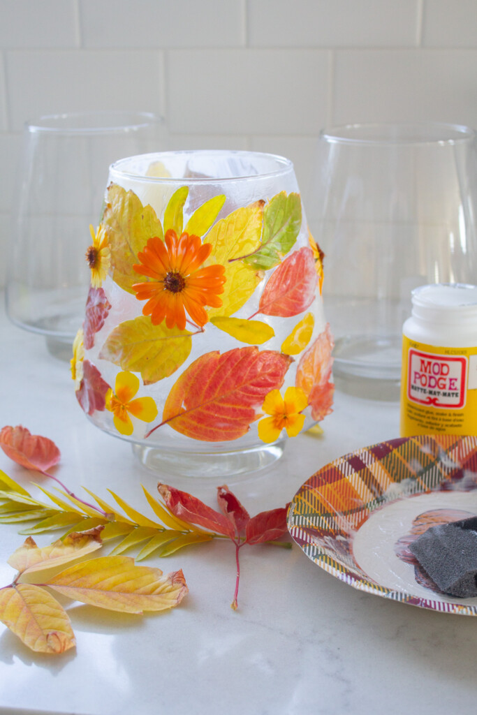 DIY Fall Pressed Leaf Lantern - Handmade Farmhouse